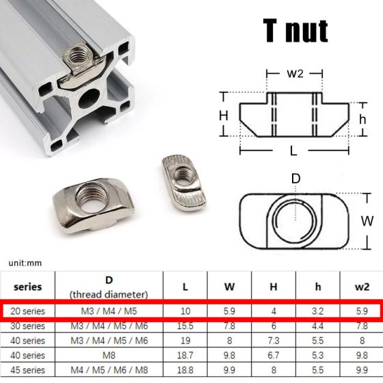 قیمت و خرید مهره تی (T) چکشی پروفیل اسلات 6mm